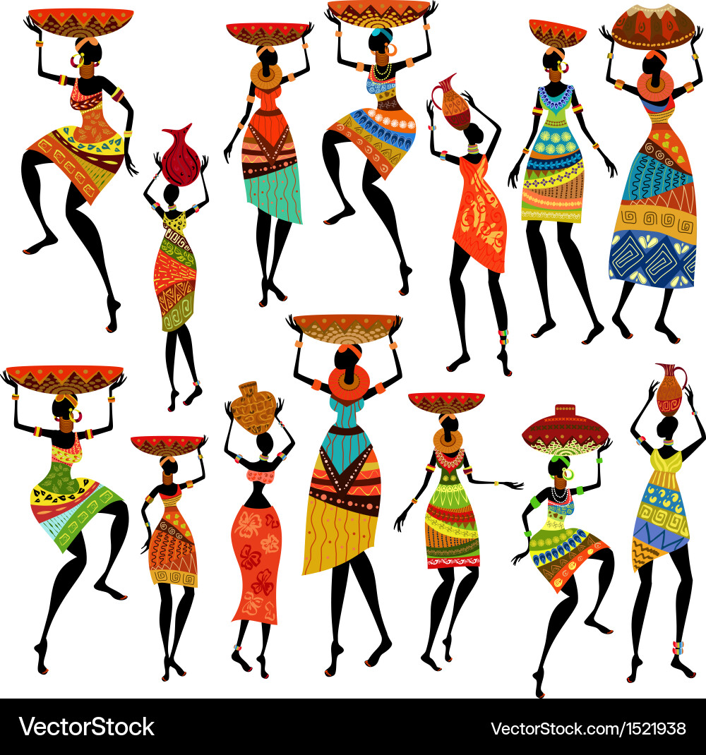 Africa girl set Royalty Free Vector Image - VectorStock