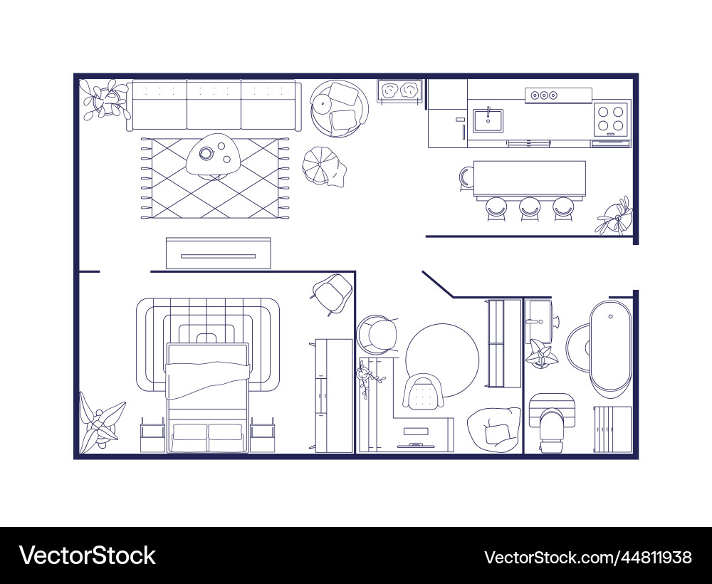 Apartment interior floor plan outlined floorplan Vector Image