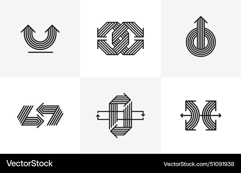 Arrow original logos set isolated pictogram Vector Image