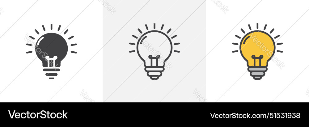 Bulb icon set lightbulb symbol lamp pictogram Vector Image