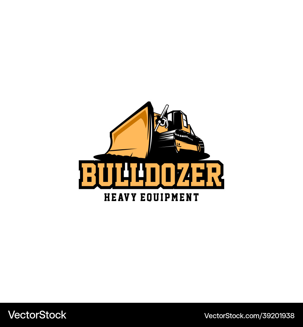 Bulldozer heavy equipment logo Royalty Free Vector Image