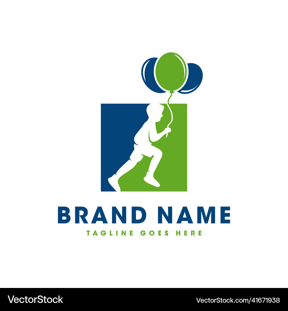 Children balloon toy logo design Royalty Free Vector Image