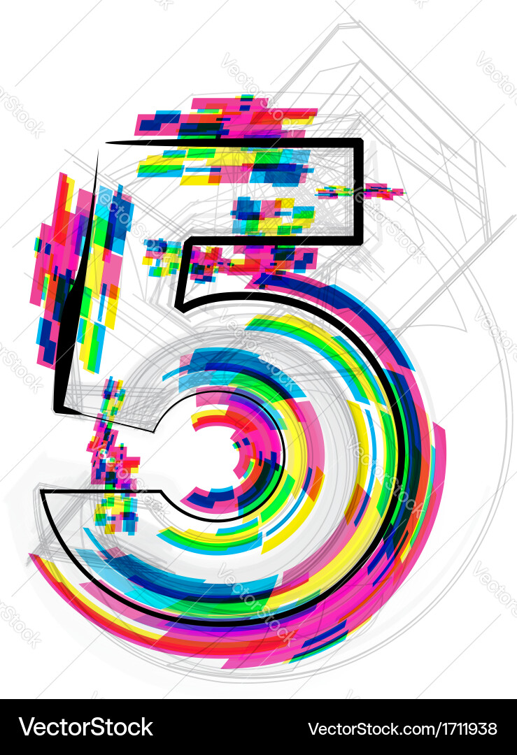 Colorful number 5 Royalty Free Vector Image - VectorStock