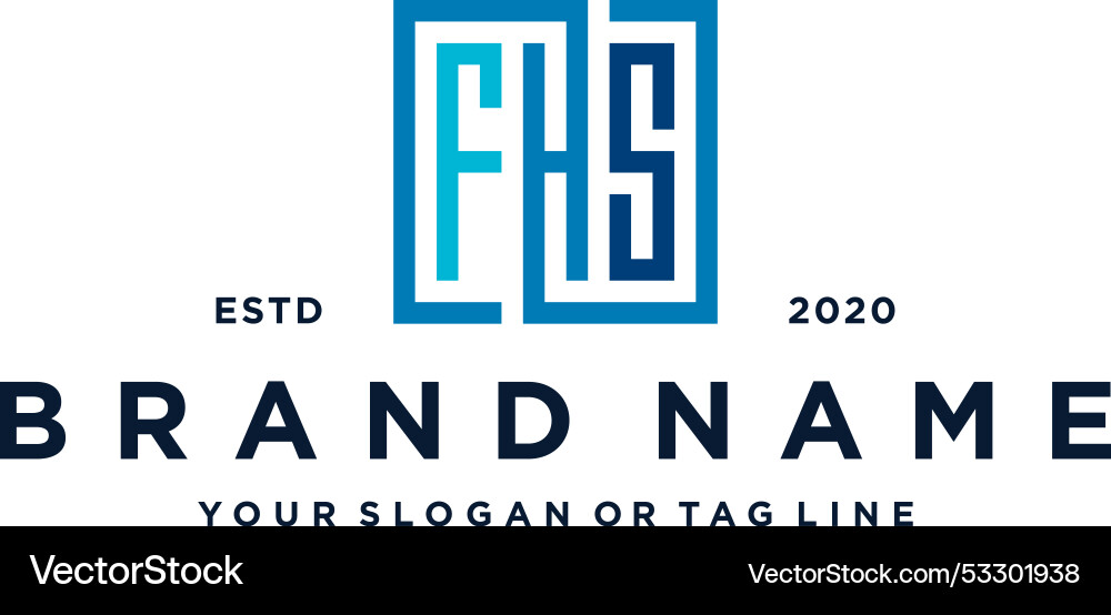 Creative letter fhs square logo design Royalty Free Vector