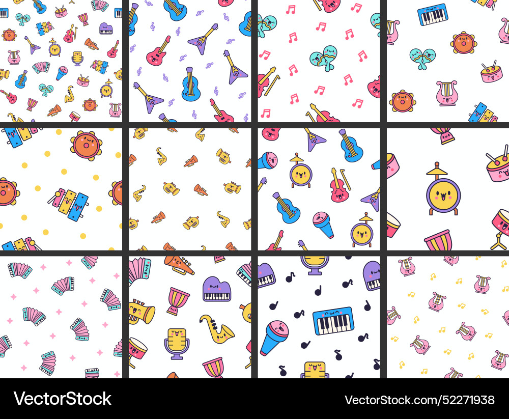 Cute musical instruments seamless pattern Vector Image