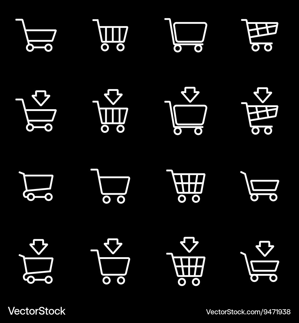 Line shopping cart icon set Royalty Free Vector Image