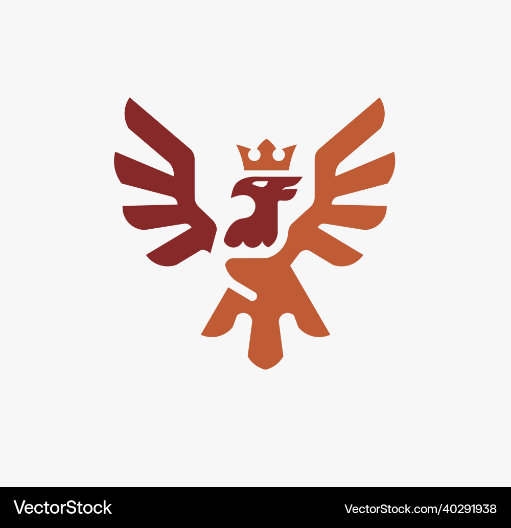 Phoenix with crown logo Royalty Free Vector Image