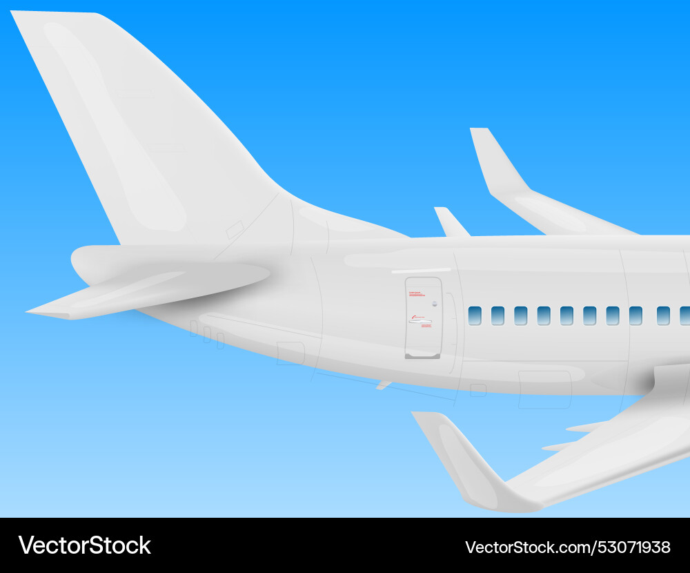 Realistic white air plane side view tail and wing Vector Image