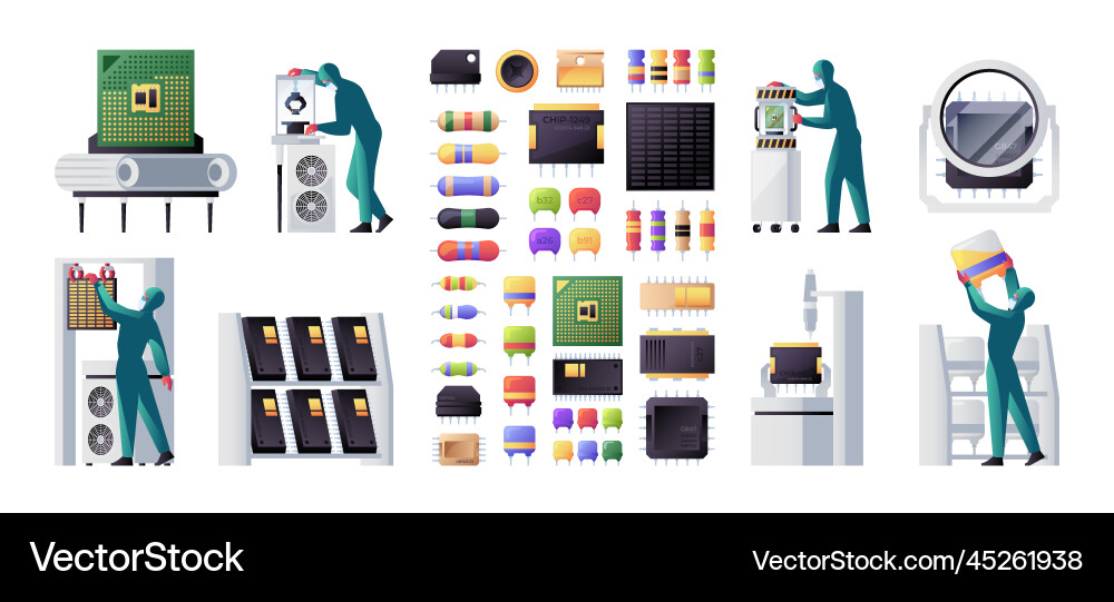 Semiconductor manufacturing electronic circuitry Vector Image