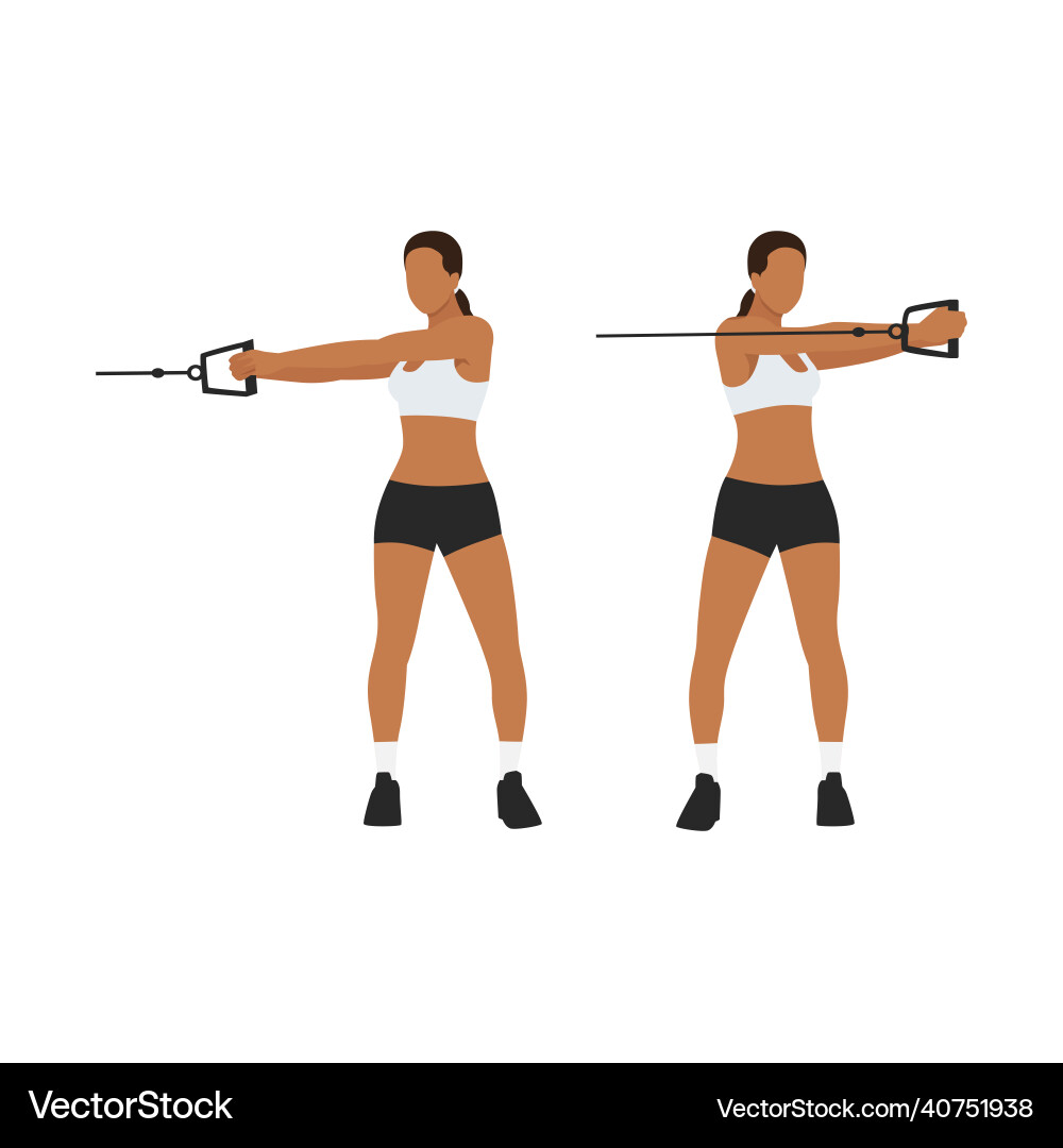 Woman doing cable core rotation exercise Vector Image