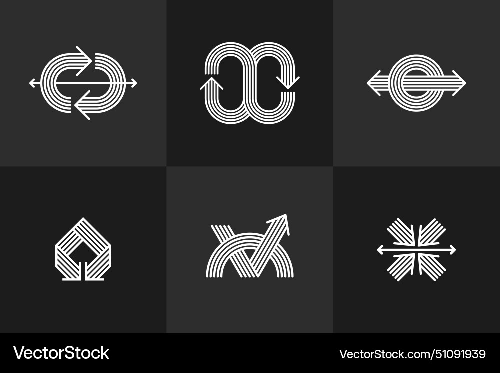 Arrow original logos set isolated pictogram Vector Image