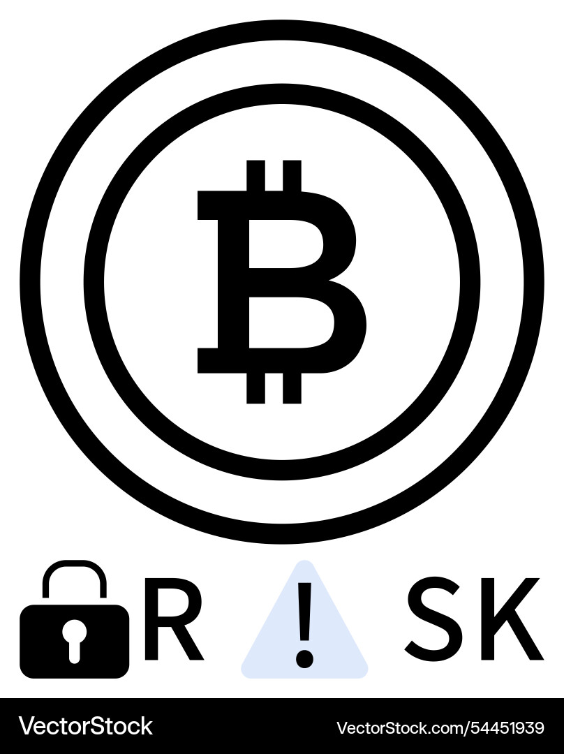 Bitcoin symbol encircled with security and risk Vector Image