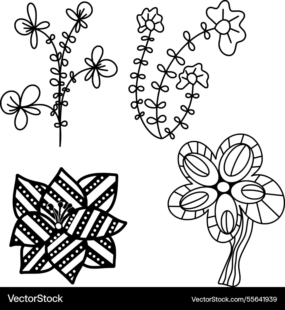Black floral bundle Royalty Free Vector Image - VectorStock
