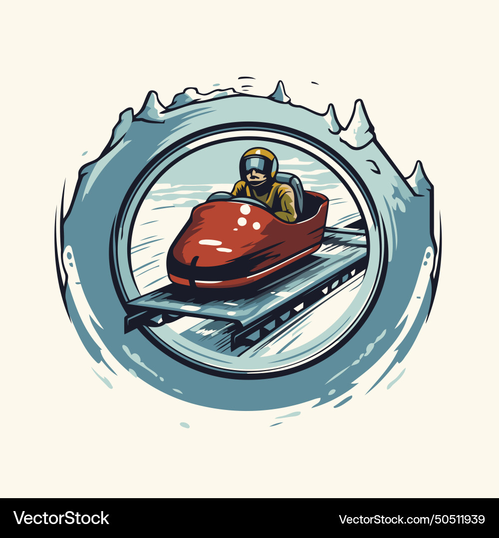 Bobsled vintage style hand drawn sketch Royalty Free Vector