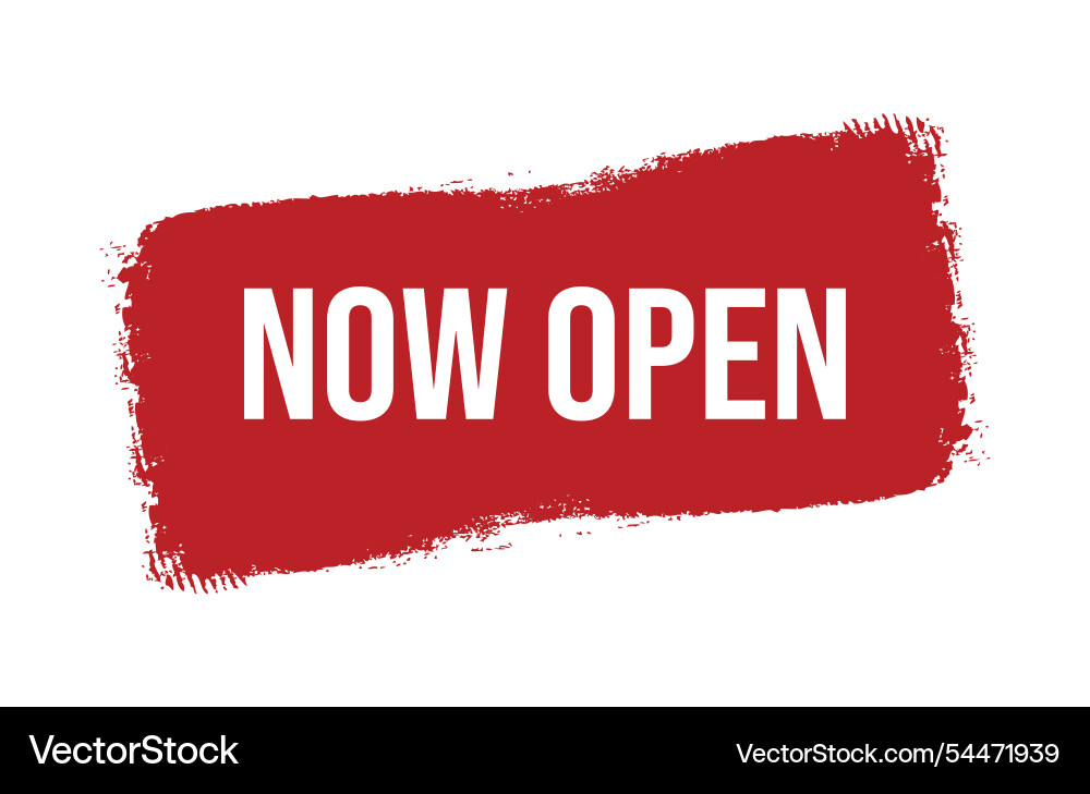 Brush style now open red banner design isolated Vector Image