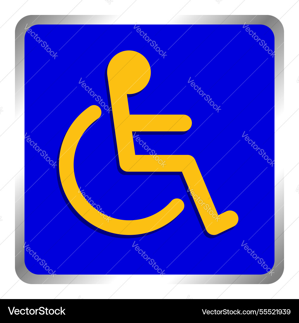 Disabled signs square blue colors frame Royalty Free Vector