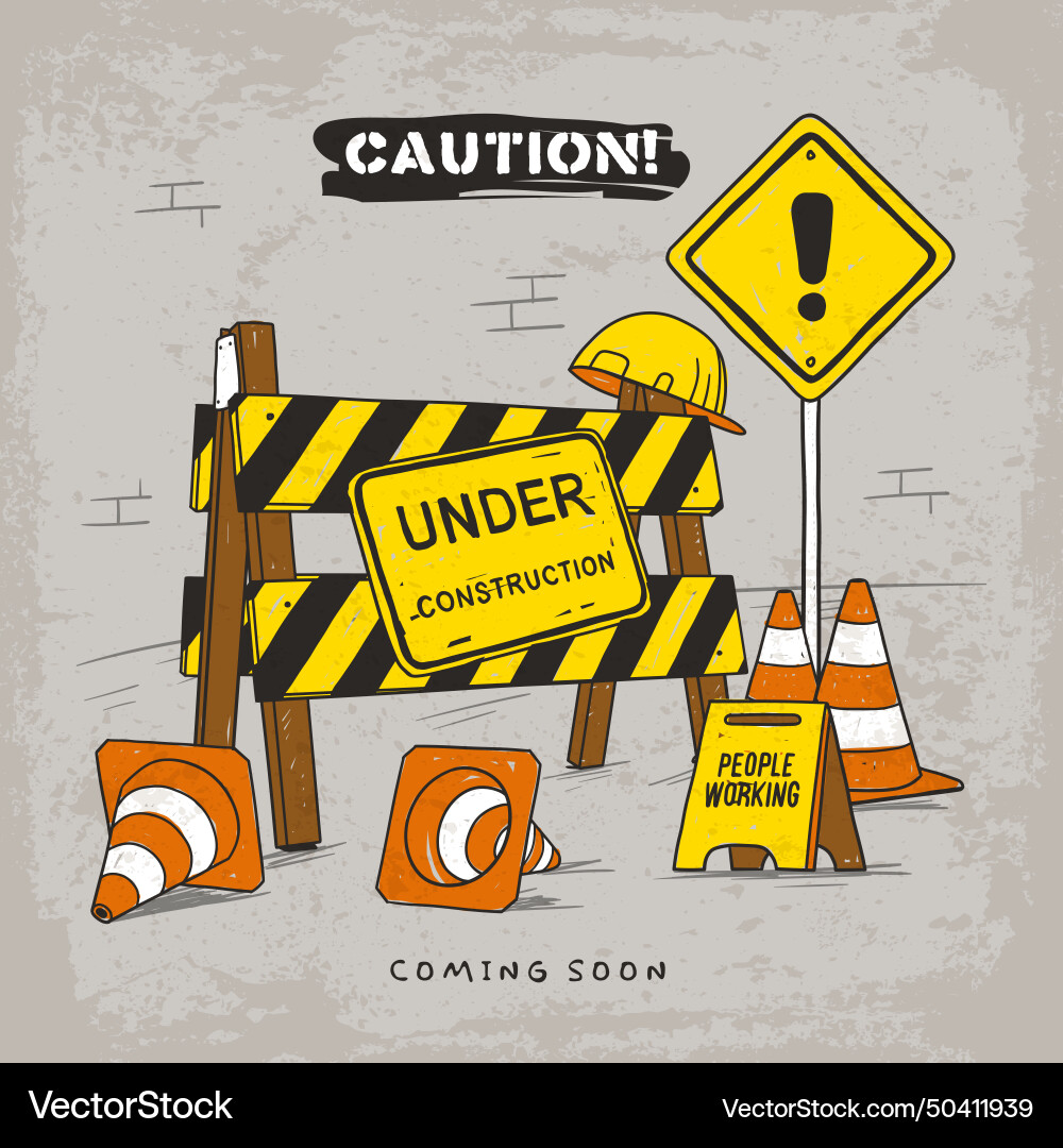 Hand drawn under construction sign Royalty Free Vector Image