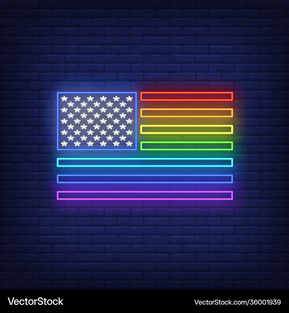 Rainbow flag neon sign Royalty Free Vector Image