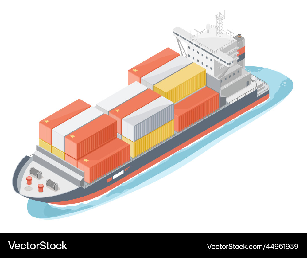 Red containers ship logistic import china export Vector Image