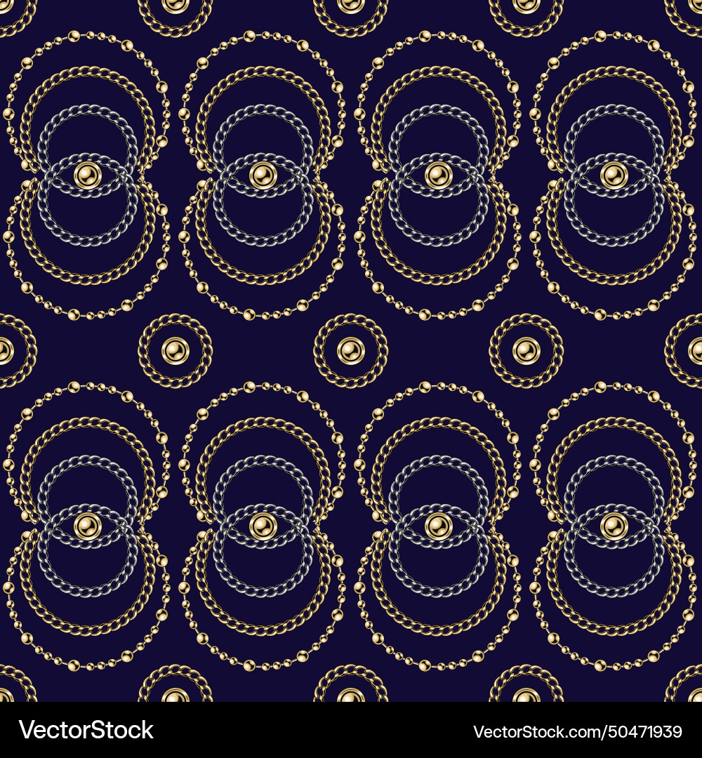 Seamless geometric pattern with jewelry gold chain