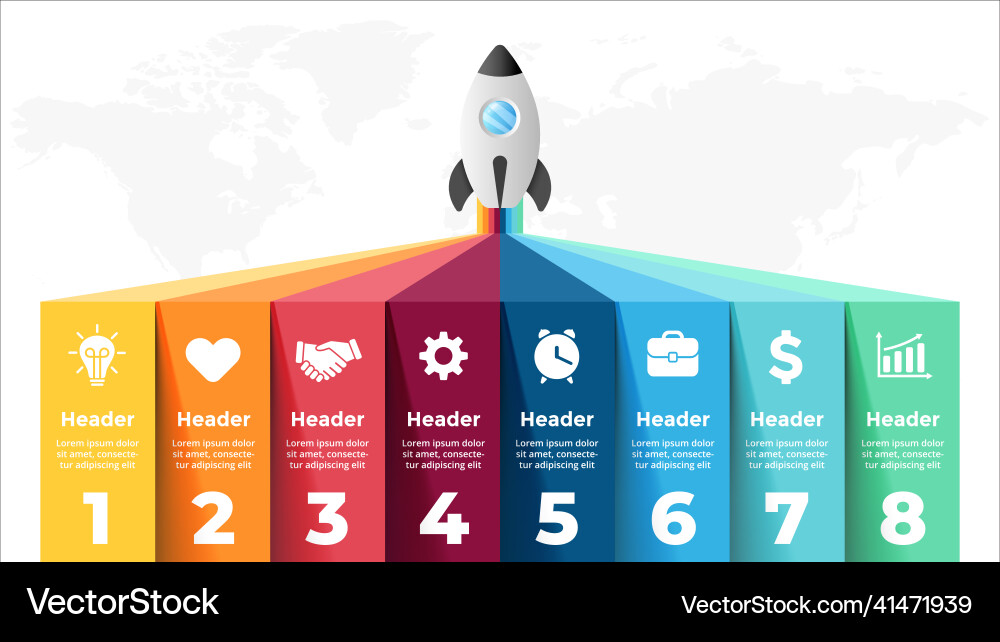 Startup infographic rocket launch Royalty Free Vector Image