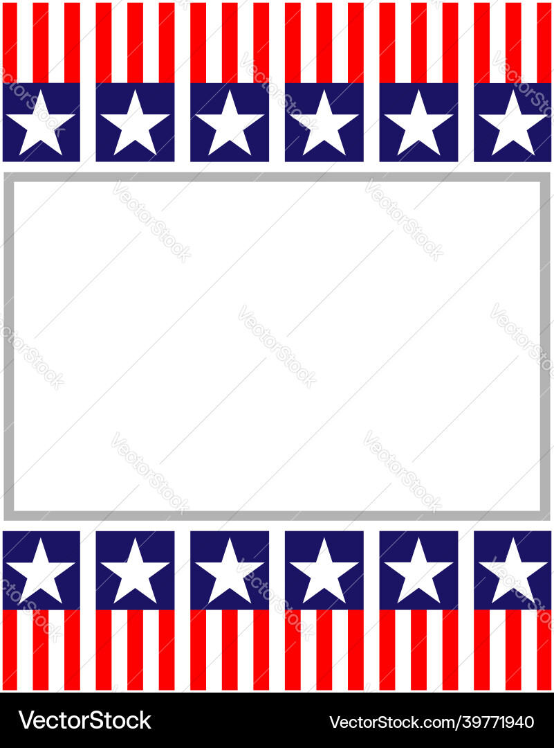 American flag symbols frame border Royalty Free Vector Image