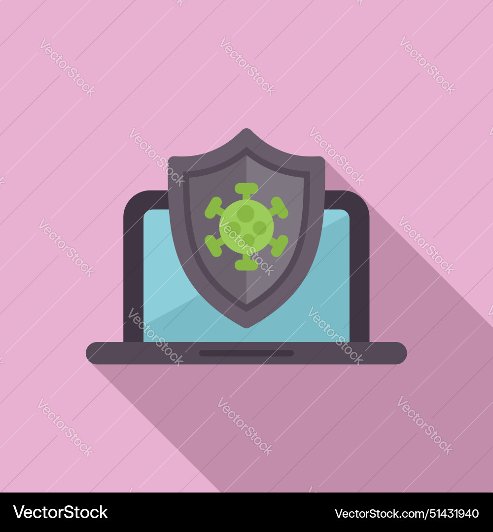 Cybersecurity shield on laptop icon Royalty Free Vector