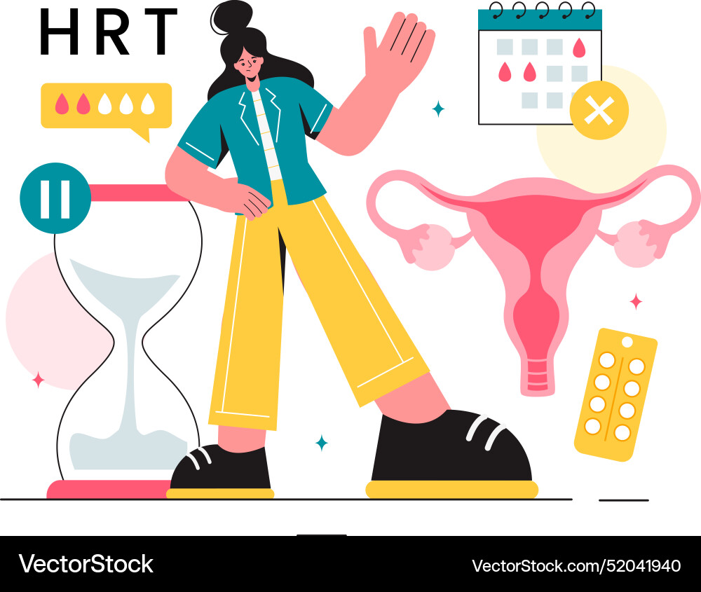 Hrt Or Hormone Replacement Therapy Acronym Vector Image