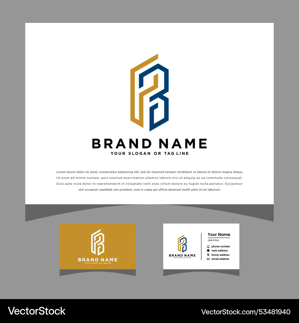 Initials letter pb logo with a business card Vector Image