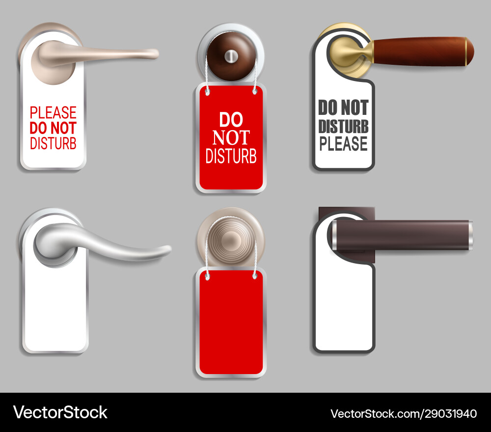 Metal door handle with hanger set isolated Vector Image