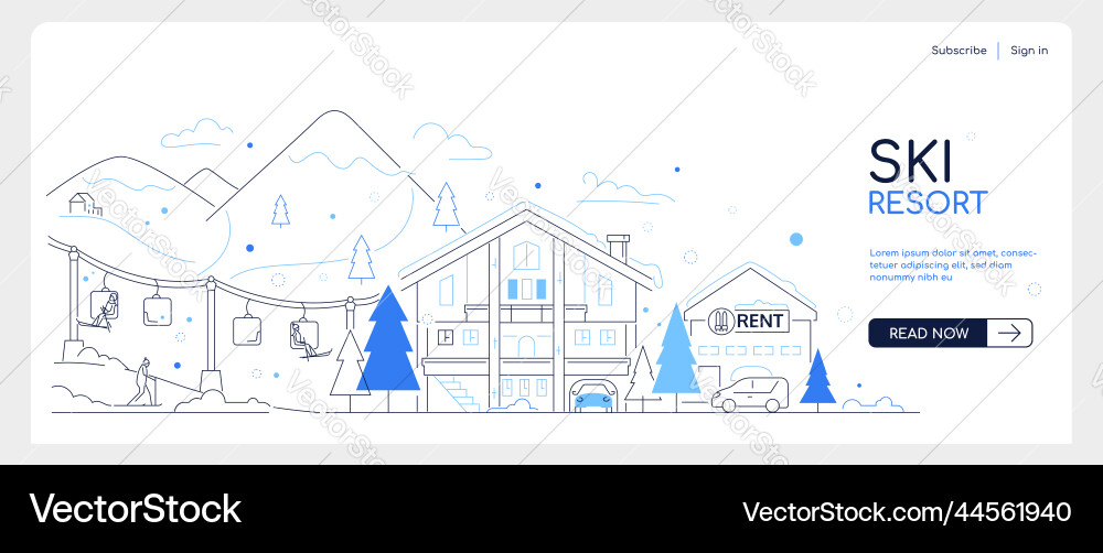 Ski resort - modern thin line design style banner Vector Image
