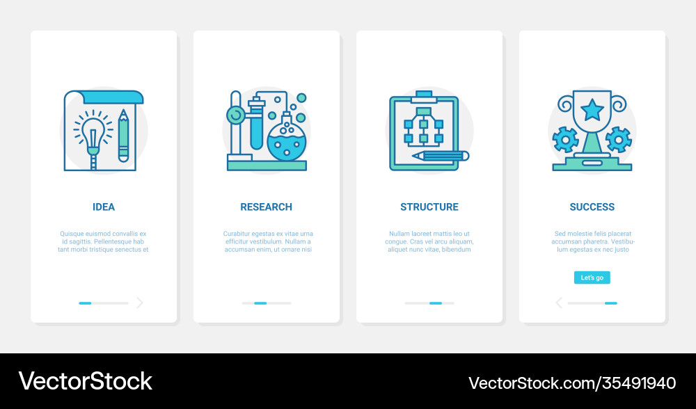 Success business idea ux ui onboarding mobile app Vector Image