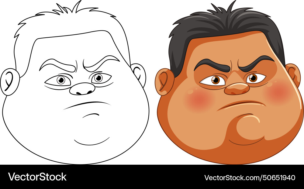 Two cartoon faces with angry expressions art Vector Image