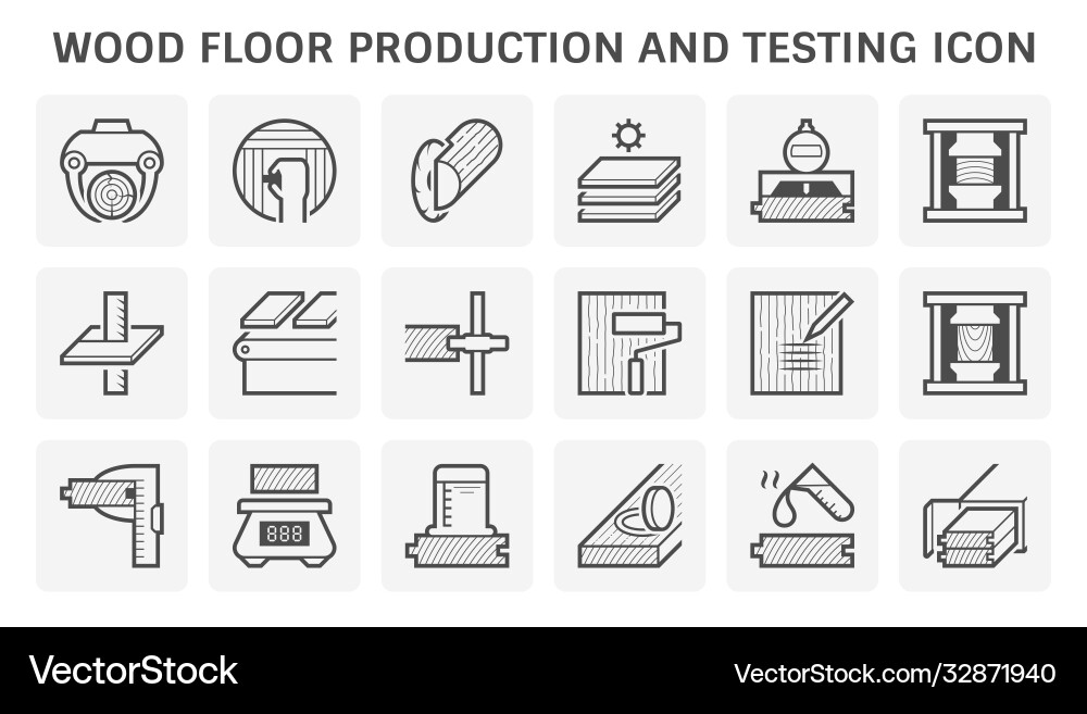 Wood floor production industry and testing icon Vector Image