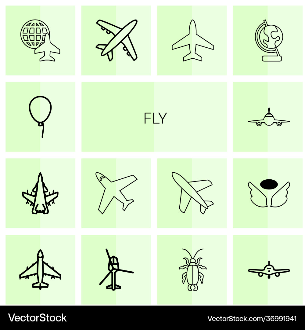 14 fly icons Royalty Free Vector Image - VectorStock