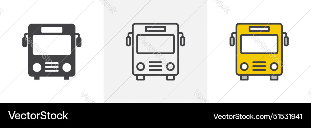 Bus icon set city public front view symbol Vector Image