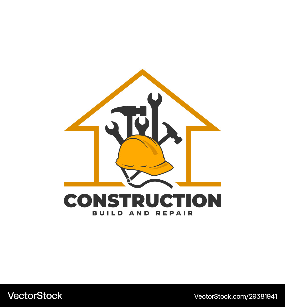 Construction build repair with home logo Vector Image