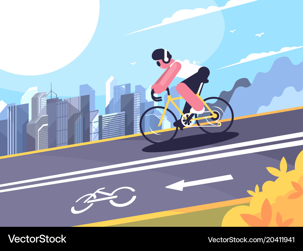 Cyclist on track for cyclists Royalty Free Vector Image