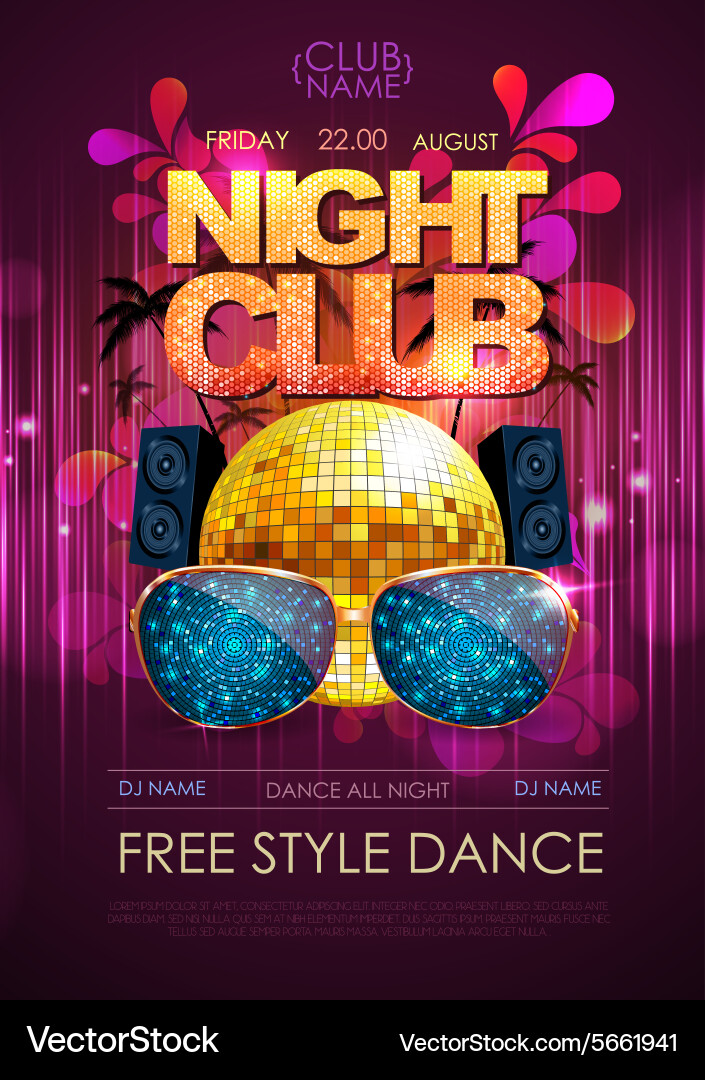 Disco background party poster Royalty Free Vector Image