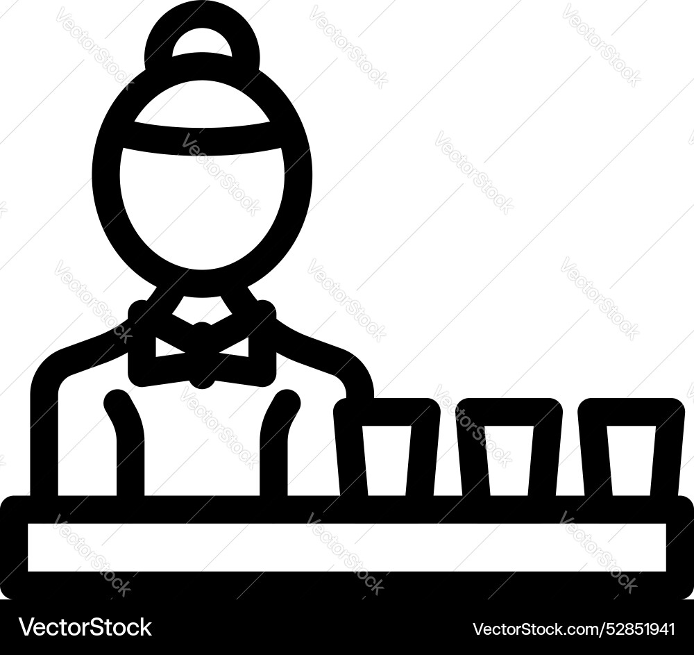 Female bartender preparing shots on countertop Vector Image
