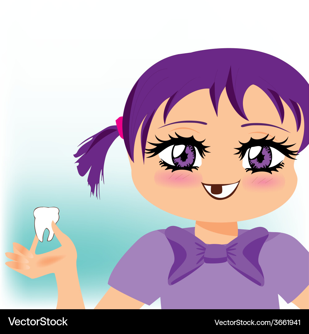 Girl lost her first tooth Royalty Free Vector Image