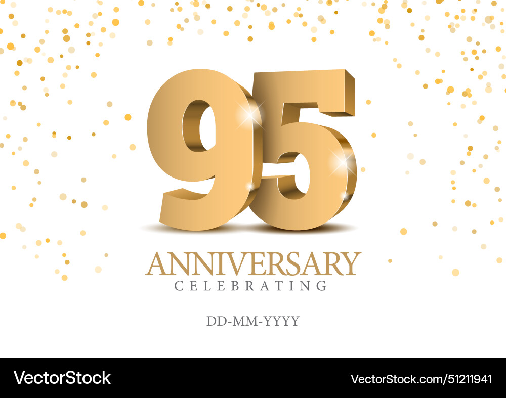 Gold 3D Anniversary Numbers - 95th Royalty Free Vector Image