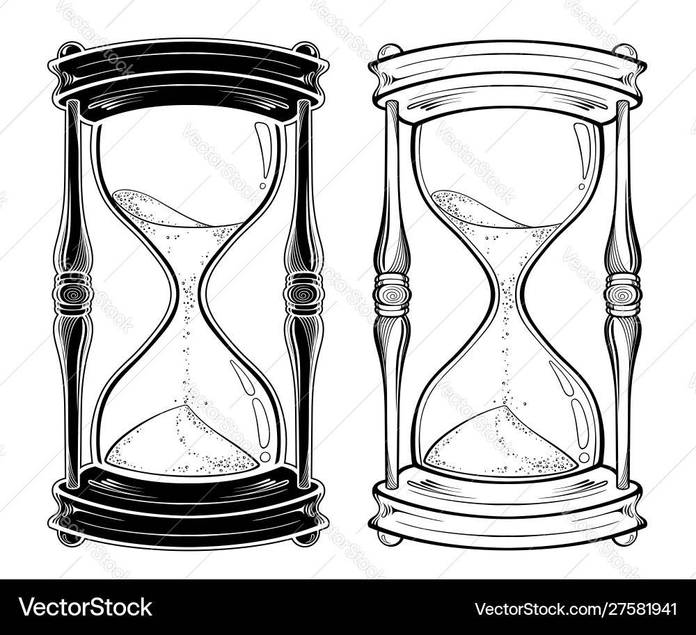 Hand drawn line art hourglass set Royalty Free Vector Image