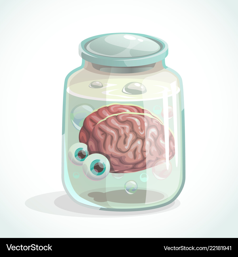 Human brain and eyes in the jar Royalty Free Vector Image