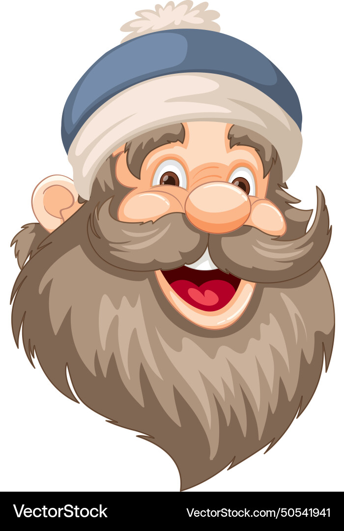 Smiling cartoon man with a large beard and hat Vector Image