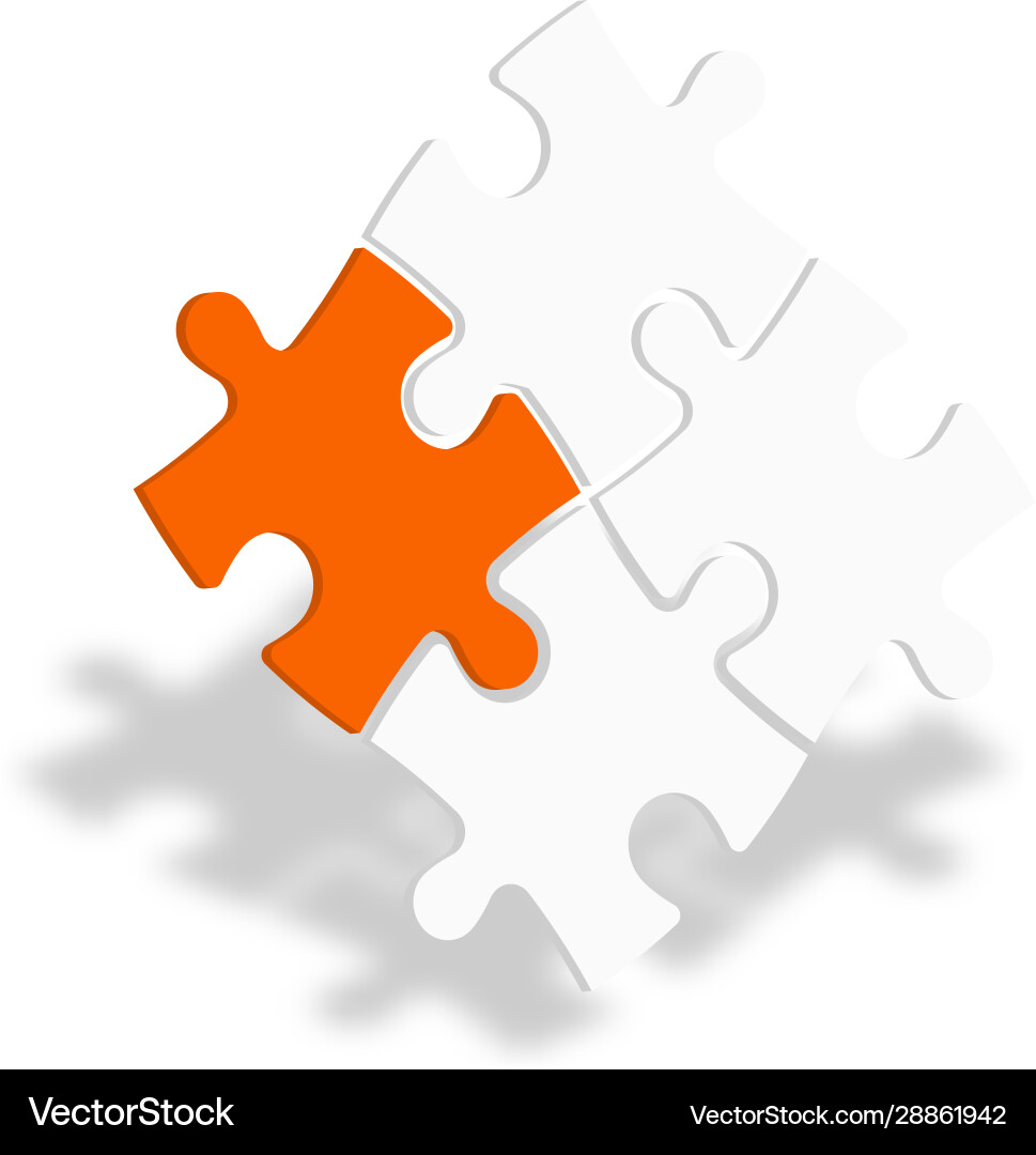 3d jigsaw puzzle pieces white with one Royalty Free Vector