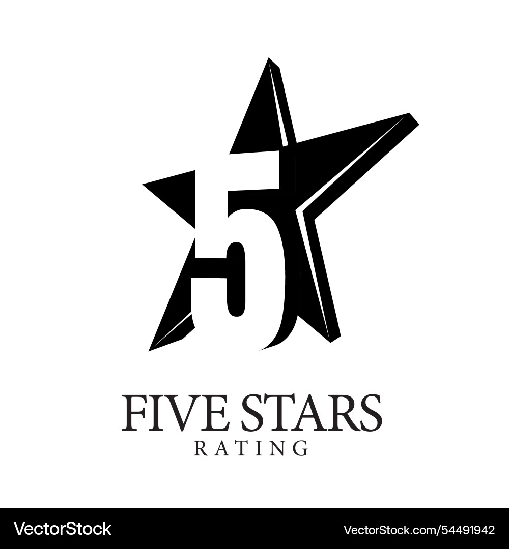 5 Sterne Rating fünf Symbol oder Emblem Vektorbild