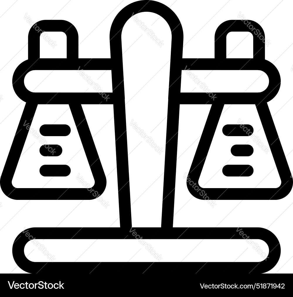 Balance scale comparing two erlenmeyer flasks Vector Image