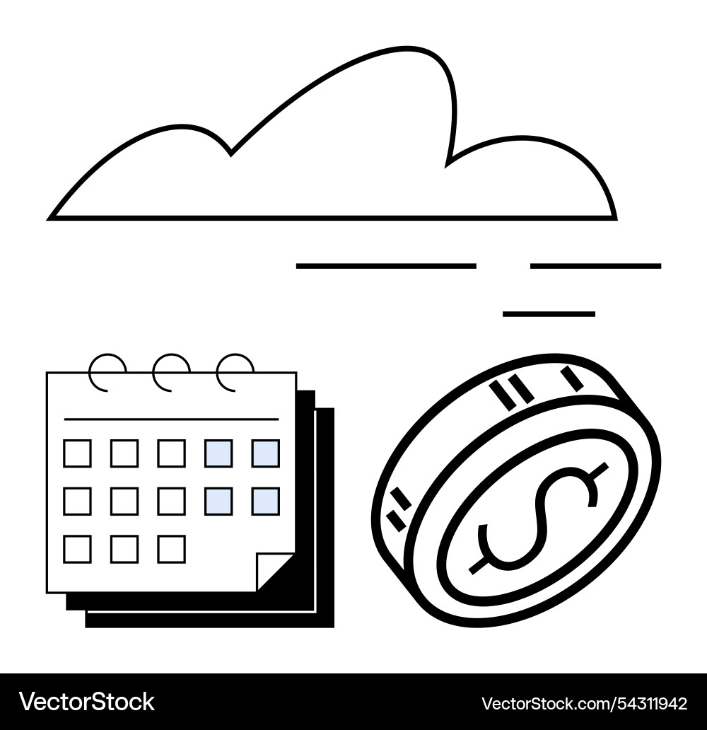 Calendar with key dates floating cloud Royalty Free Vector