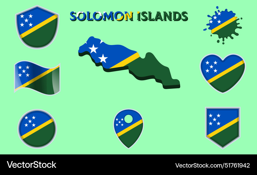Collection of flat national flags solomon Vector Image
